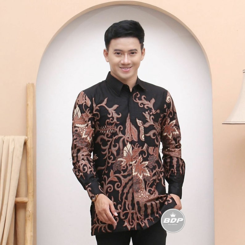 Batik Shirt Men: Indonesian Long Sleeve Cotton Top - Etsy