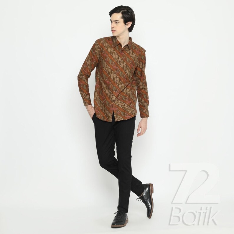Indonesian Men Batik Shirts Instant Wraps Men's Batik Long Sleeve ...
