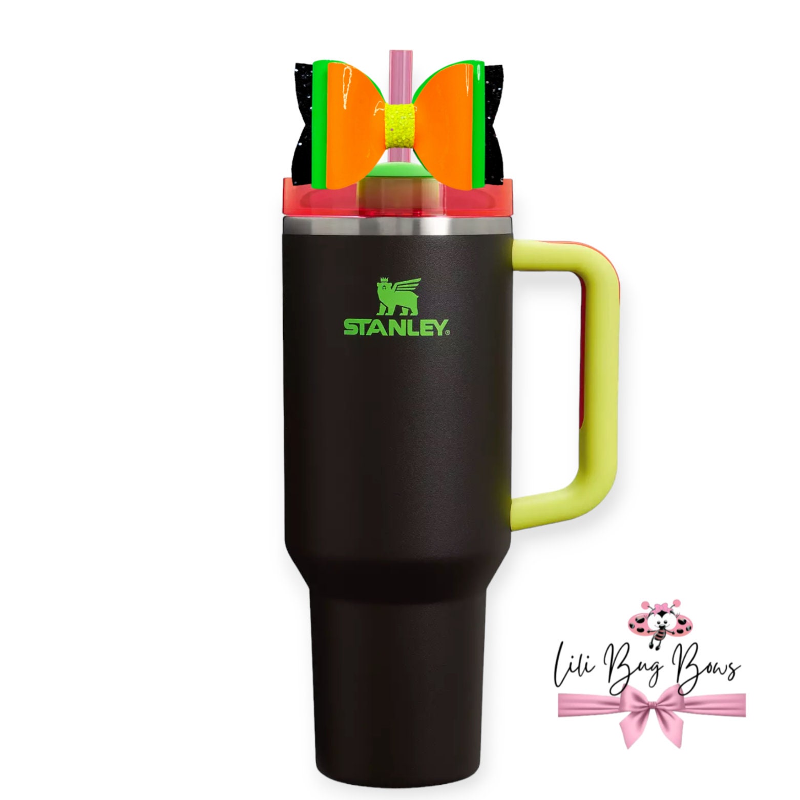 Neon Stanley Tumbler Straw Topper Bow Collection - Etsy