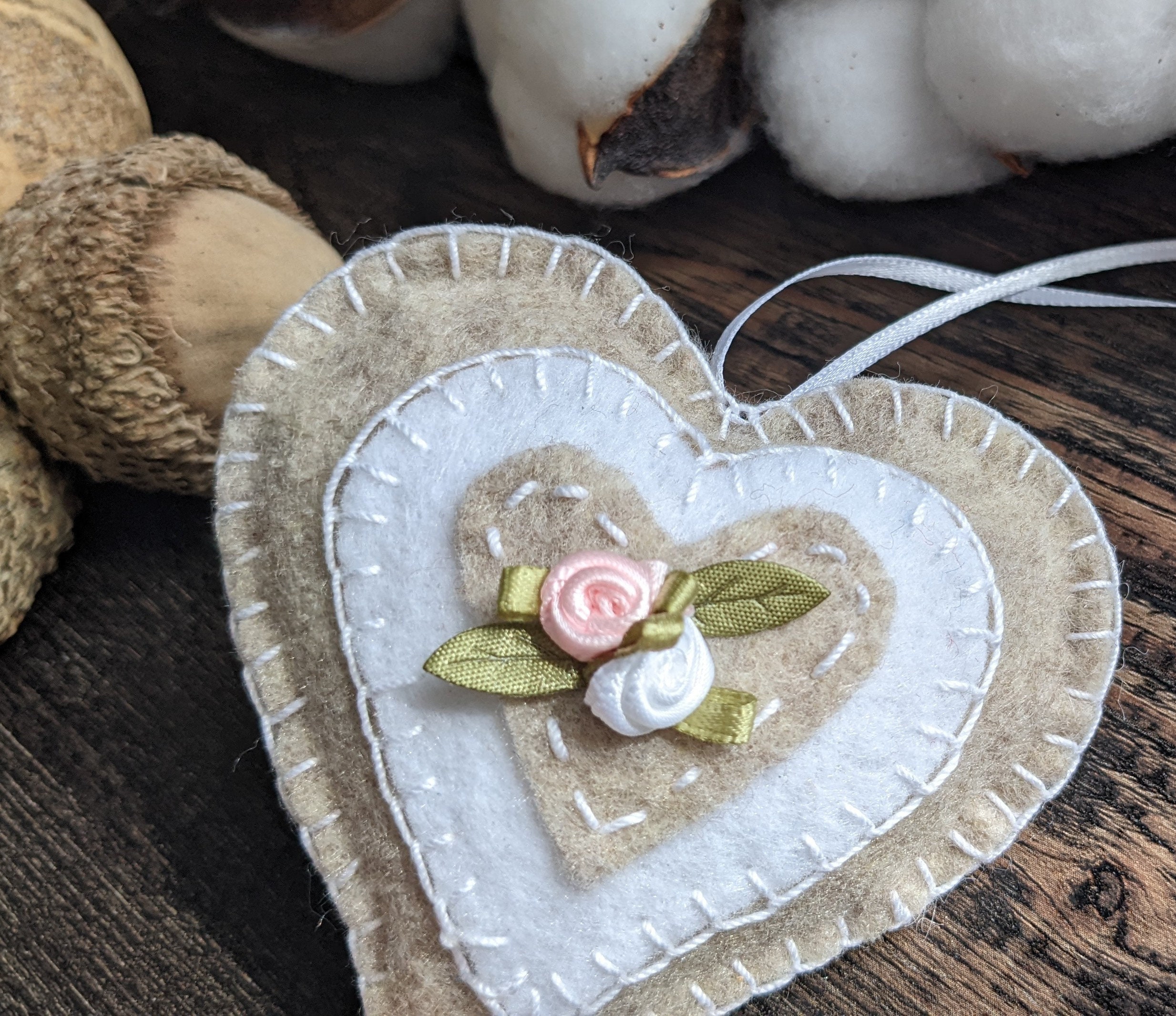 Felt Valentine's Ornament, Felt Heart Ornaments, Scandinavian Folk ...
