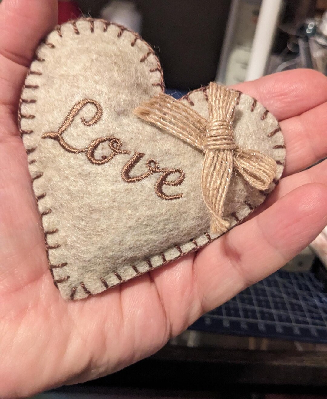 Handmade Felt Heart Ornament – Farmhouse Valentine or Romantic ...