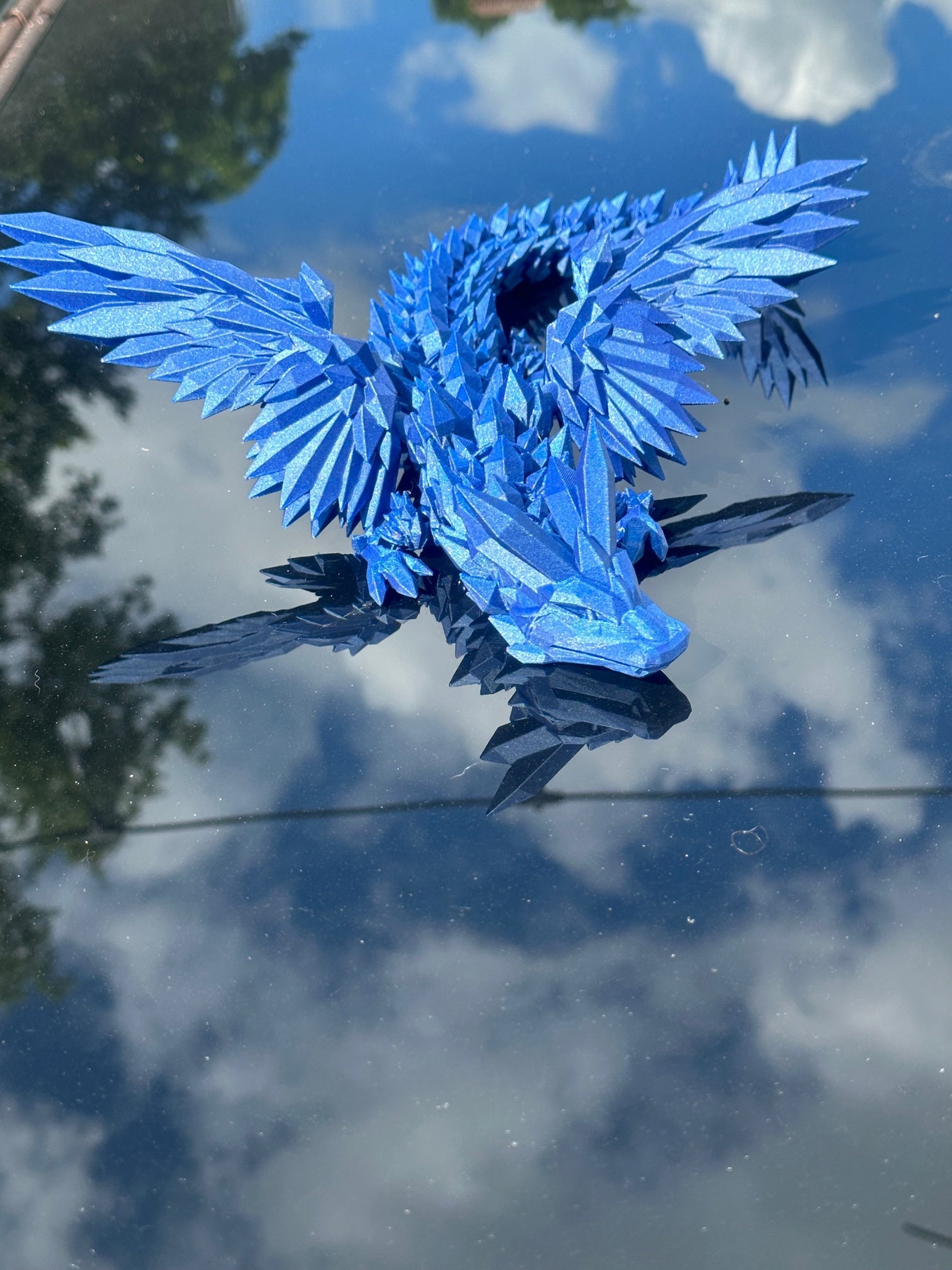 3D Printed Winged Crystal Dragon - Etsy
