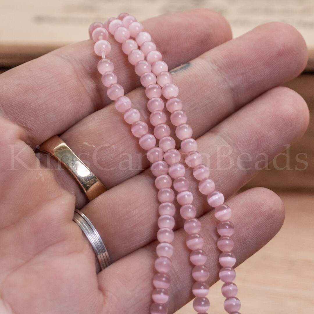 Pink Fiber Optic Glass Cats Eye 4mm Round Beads Strand - Etsy