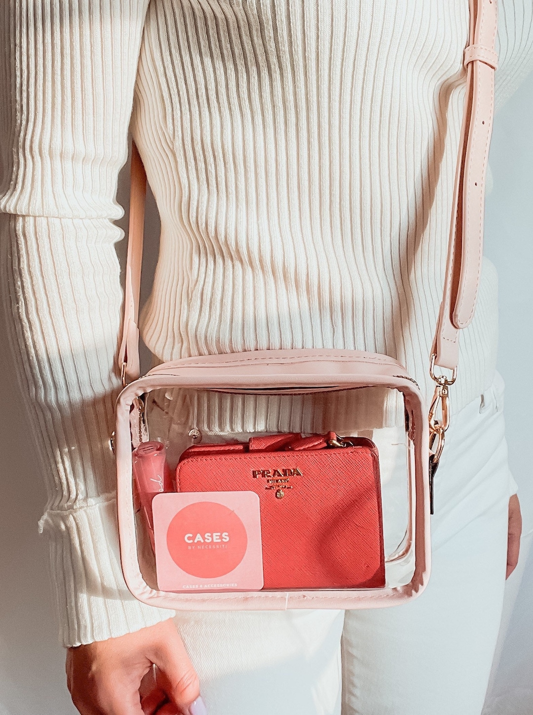 Free 2-DAY Ship! NEW Stadium Approved Clear Bag With Leather Strap for ...