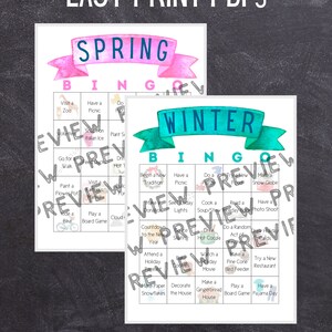 Seasonal Bingo Cards | Family Fun Activities Bucket List | Spring ...