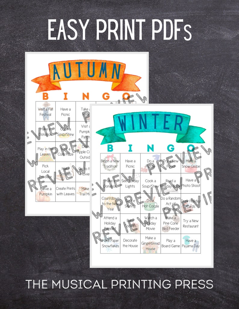 Seasonal Bingo Cards | Family Fun Activities Bucket List | Spring ...