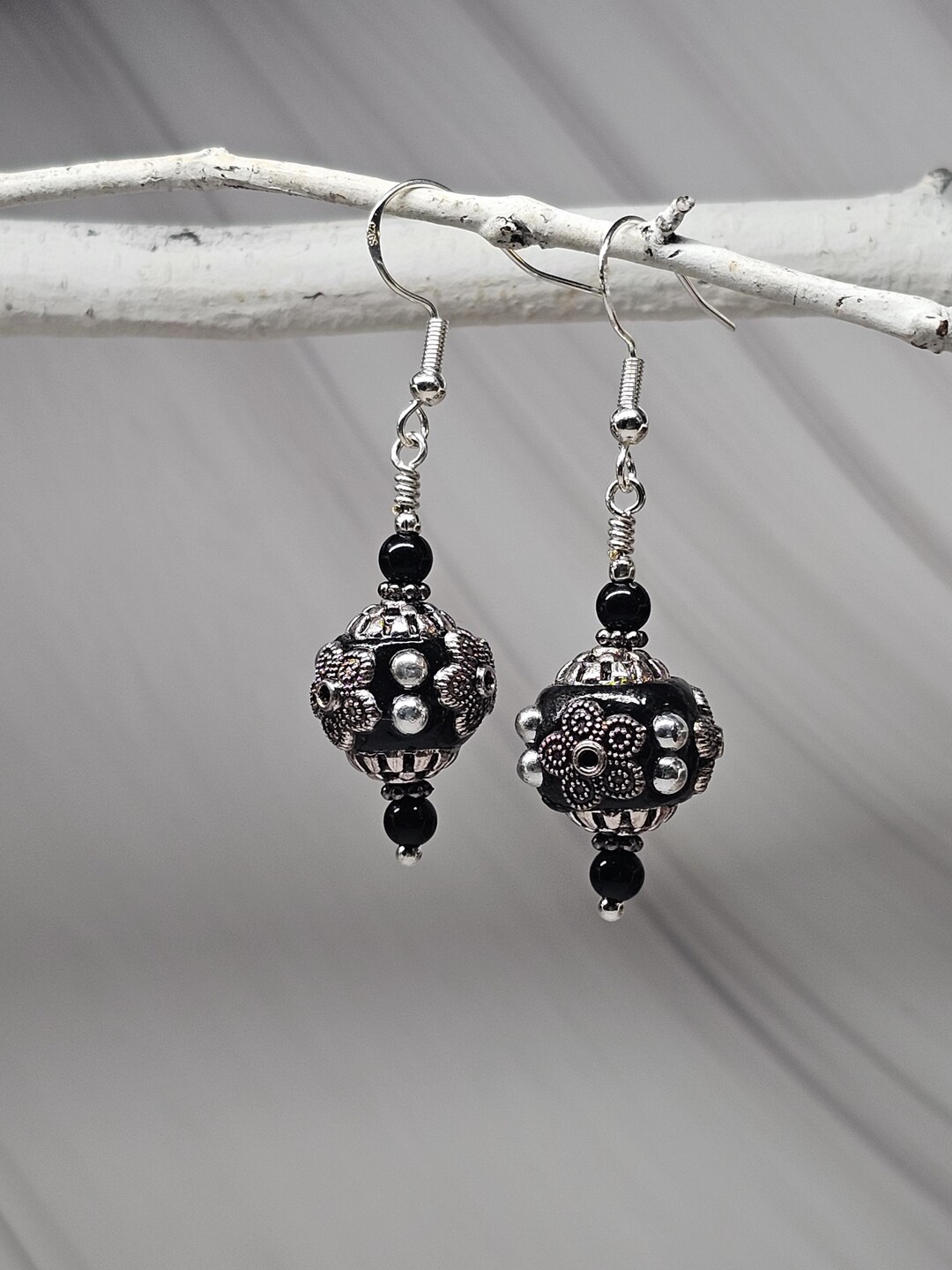 Retro Black and Silver Jessi James Handmade Earrings - Etsy