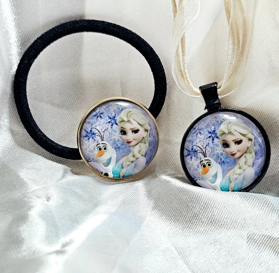Frozen Elsa and Olaf Necklace Hair Tie Set - Etsy