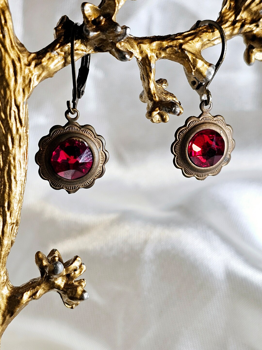 Victorian Ruby Red Old Fashioned Earrings - Etsy