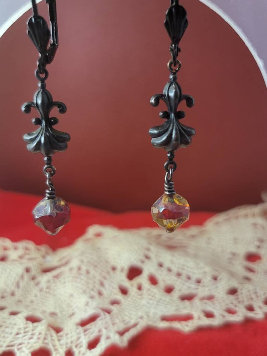 Regency Blood Red Fancy Drop Earrings - Etsy
