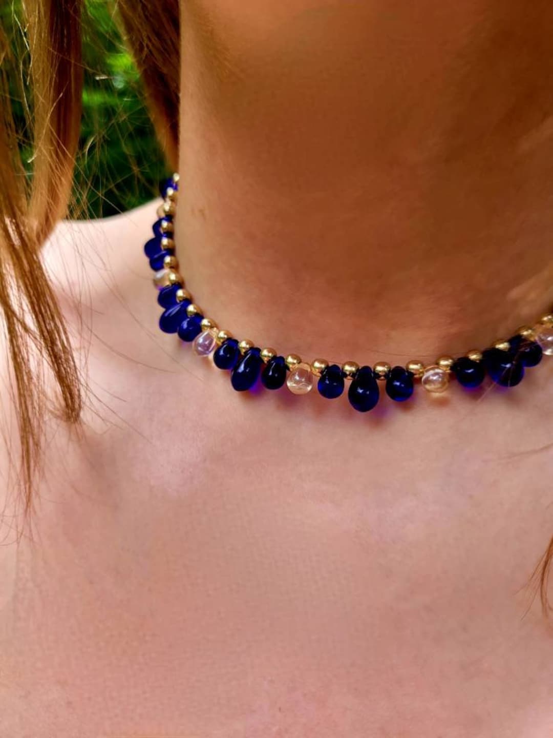 Bridgerton Choker Replica *cobalt Blue* Kate Sharma Necklace *glass ...