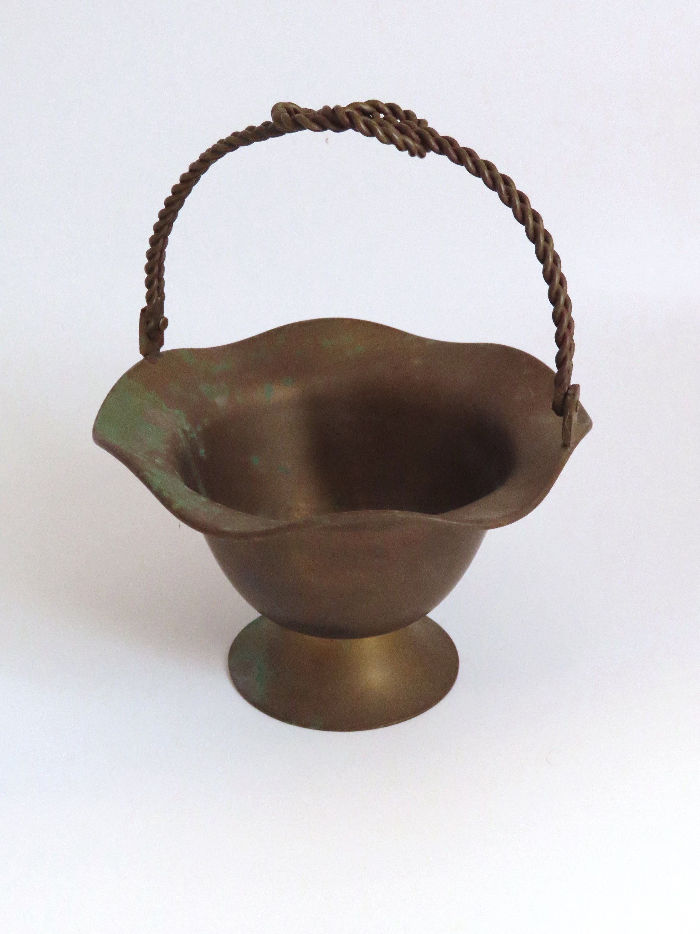 Vintage 1950s Solid Brass Basket With Adjustable Handle ] - Etsy