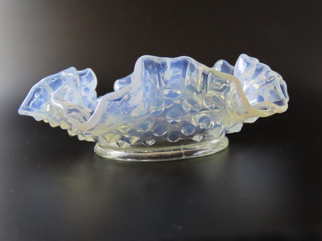 Fenton Moonstone Hobnail Opalescent Bon Bon Candy Dish Bowl With a ...