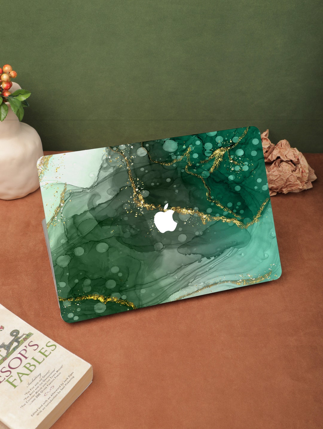 Green Gold Dust Marble MacBook Case Apple MacBook M2 Air 13 A2681 Case ...