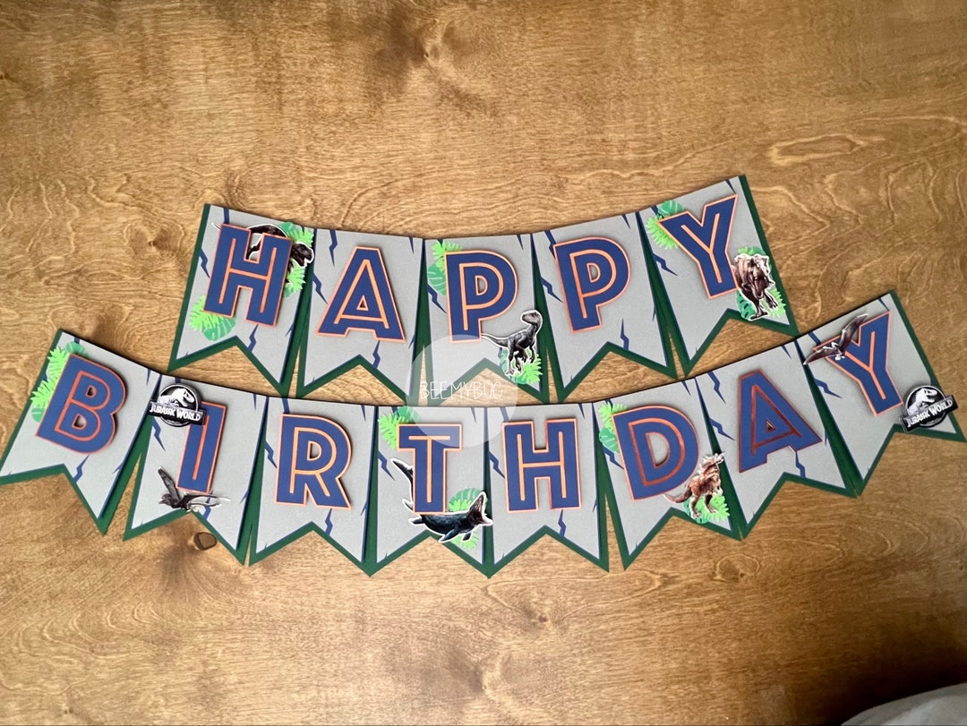 Dinosaur HBD Banner | Happy Birthday Banner | Dinosaur Birthday ...