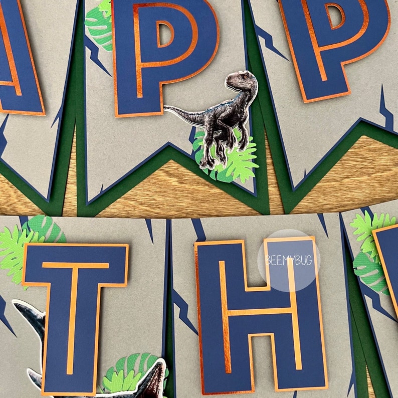 Dinosaur HBD Banner Happy Birthday Banner Dinosaur - Etsy