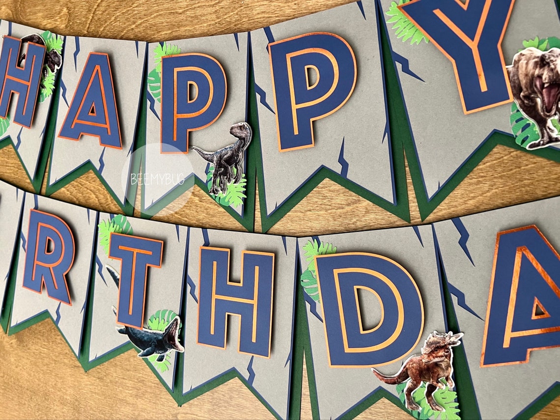 Dinosaur HBD Banner | Happy Birthday Banner | Dinosaur Birthday ...
