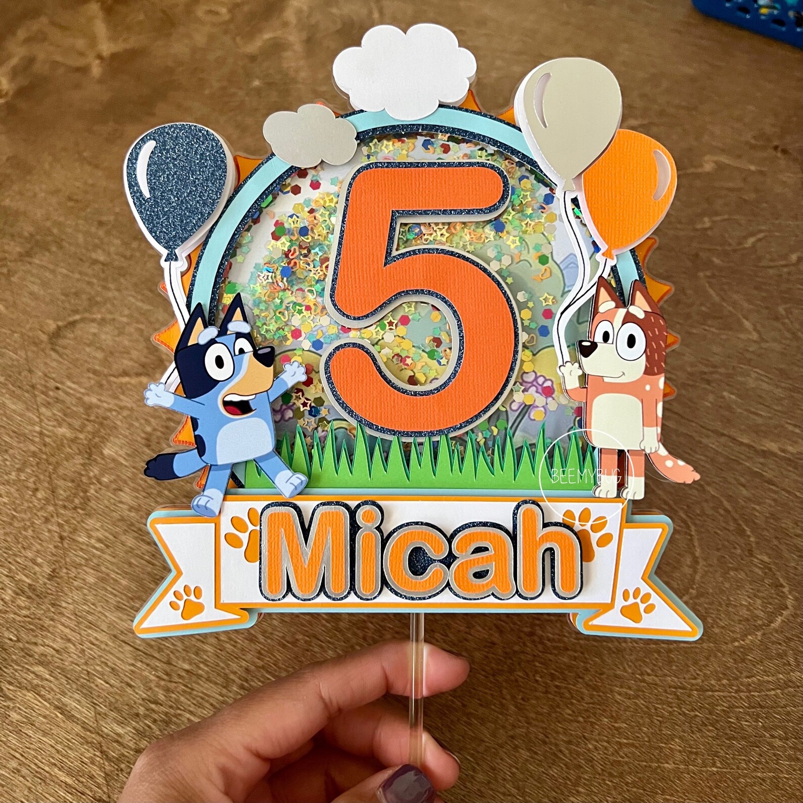 Bluey Cake Topper Shaker Cake Topper Bluey Birthday Boy Etsy