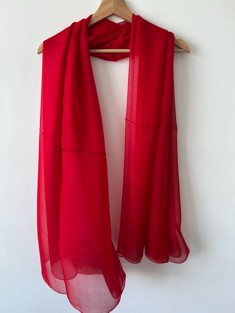 Mulberry Silk Chiffon Scarf: Bright Red Shawl, Lightweight 71" X 43" - Etsy