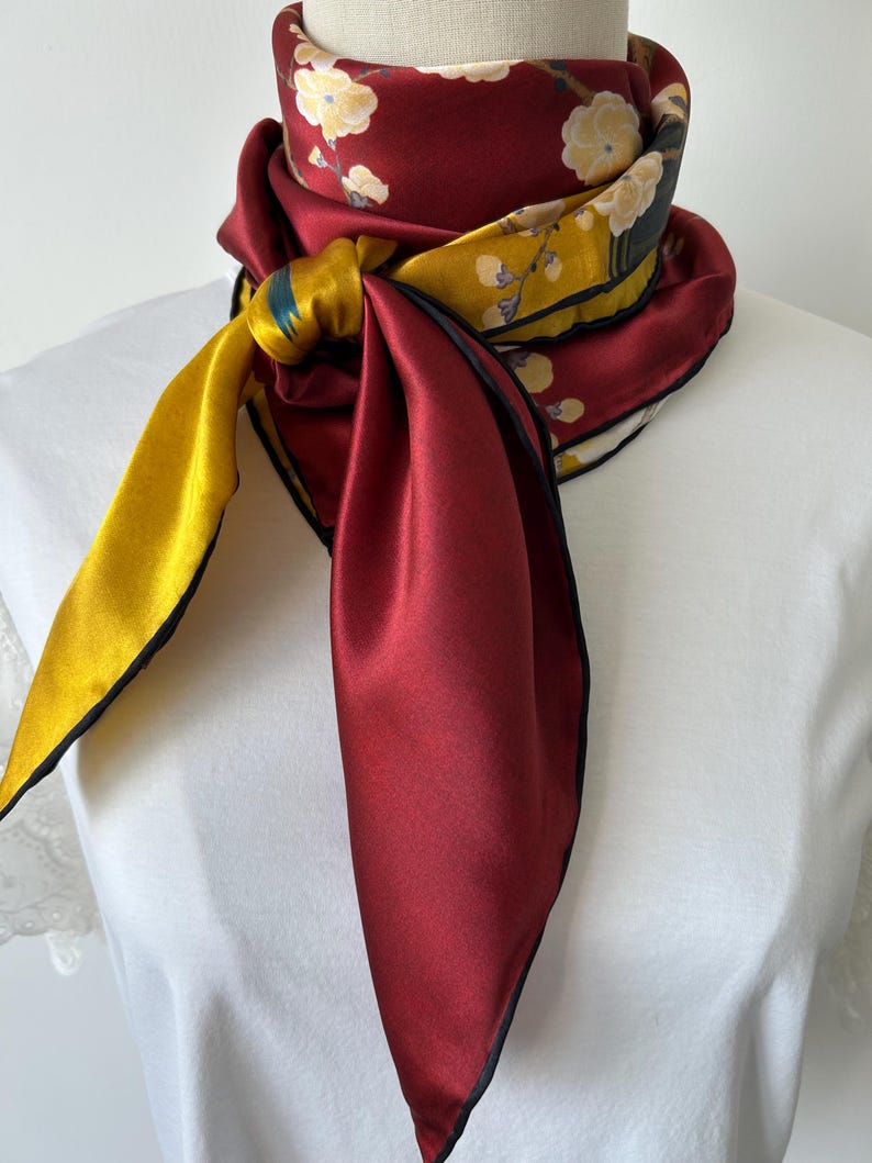 Mulberry Silk Scarf: Forbidden City & Red and Gold 35" Square - Etsy