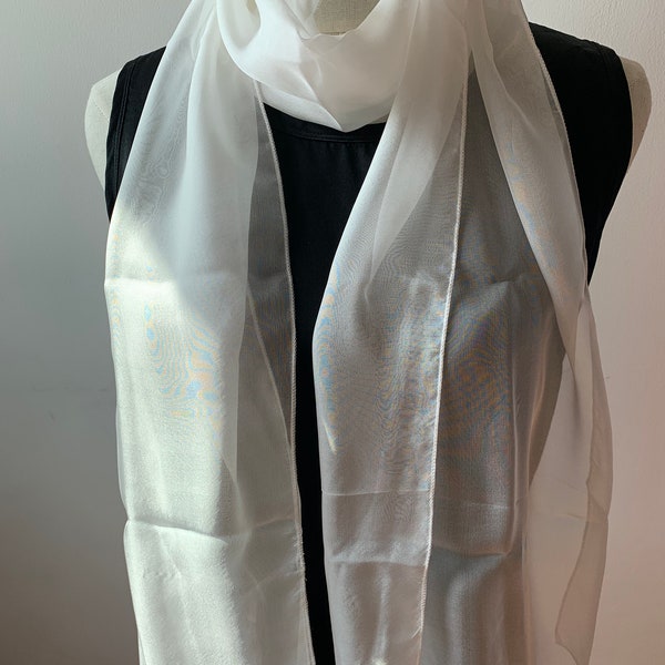 White Chiffon Scarf - Etsy