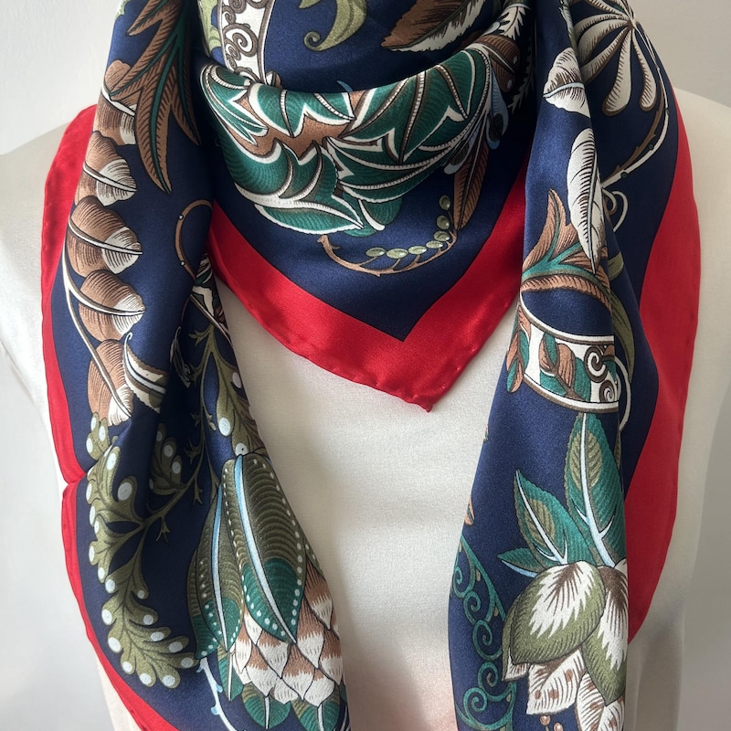 Hermes Scarf Blue and Red - Etsy