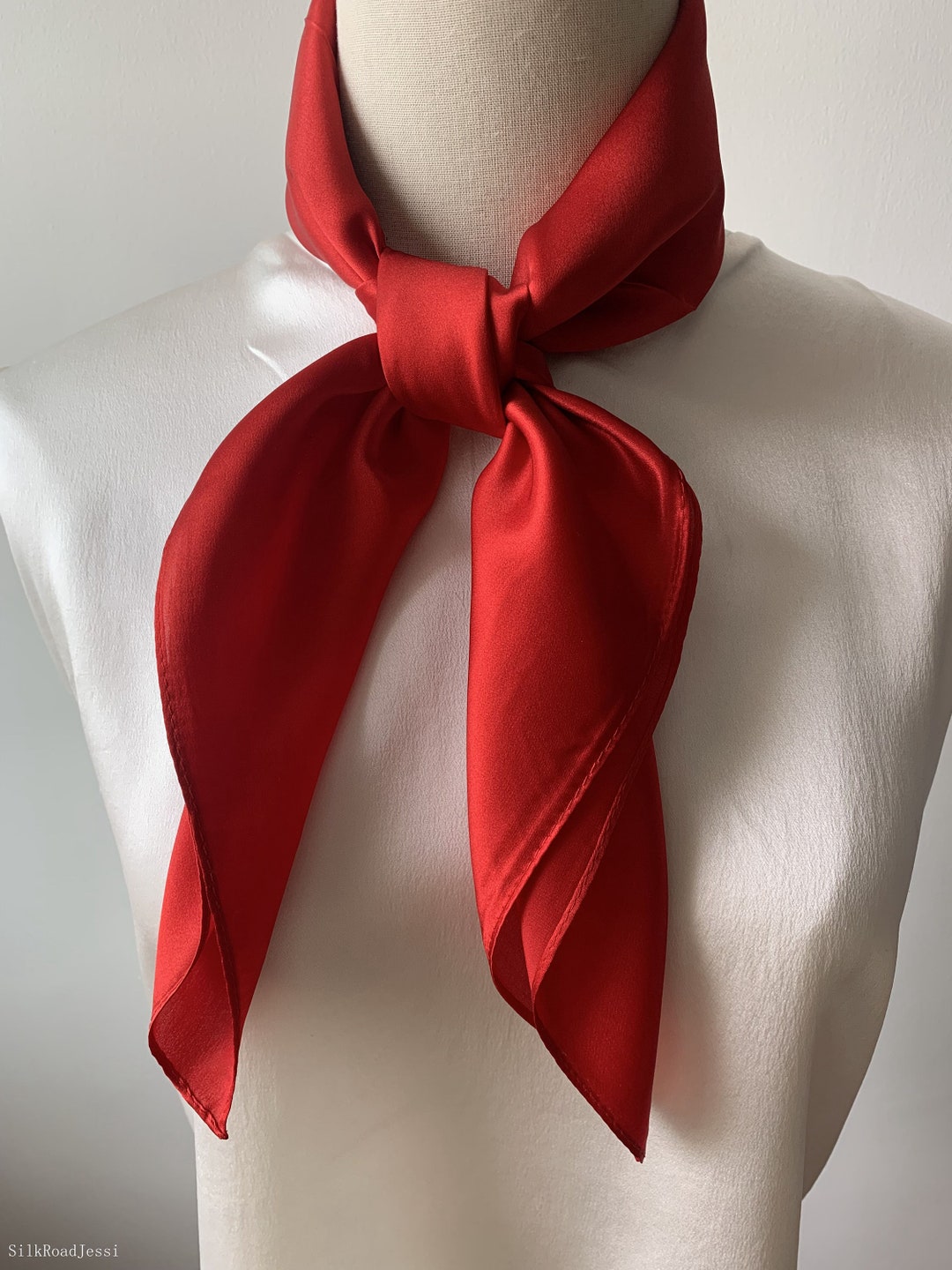 Red Mulberry Silk Scarf: 26" Square Neck Scarf Bandana - Etsy