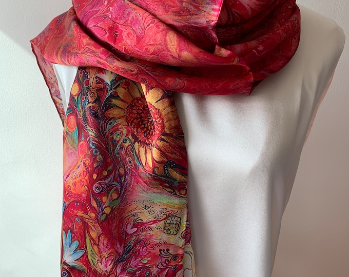 Red Dragon Silk Scarf - Hand Painted Scarves With Red & Black Dragon ...