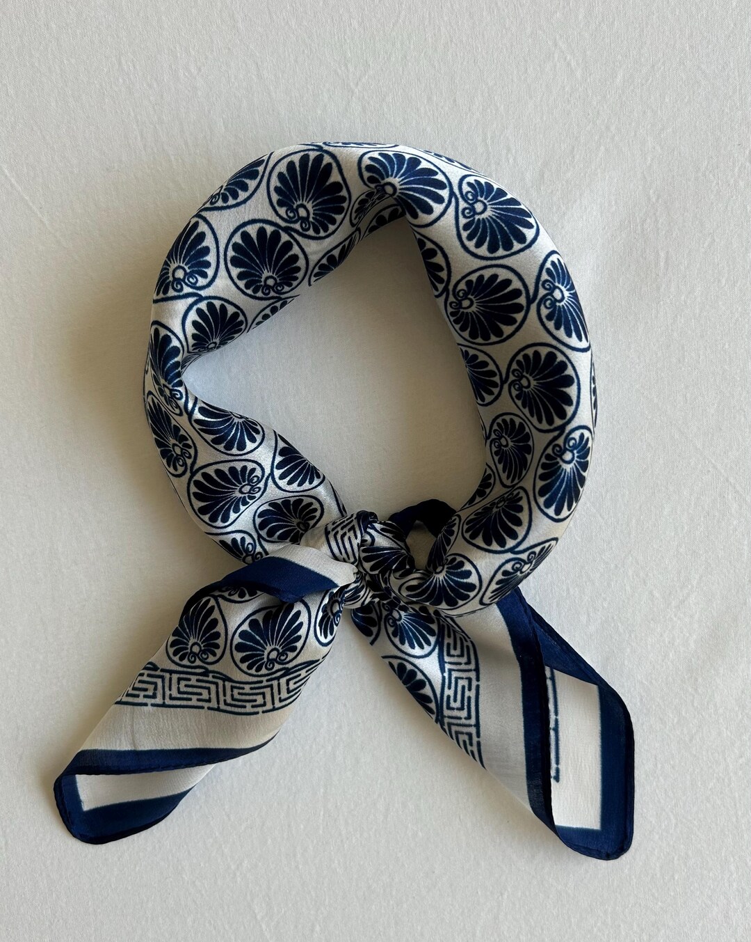 Mulberry Silk Small Square Scarf: Porcelain Blue Neckerchief (21