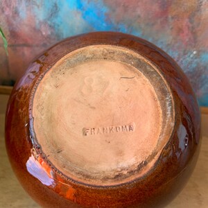 Vintage Frankoma No.87 Pottery Pitcher, Rustic Brown Glossy Glaze ...