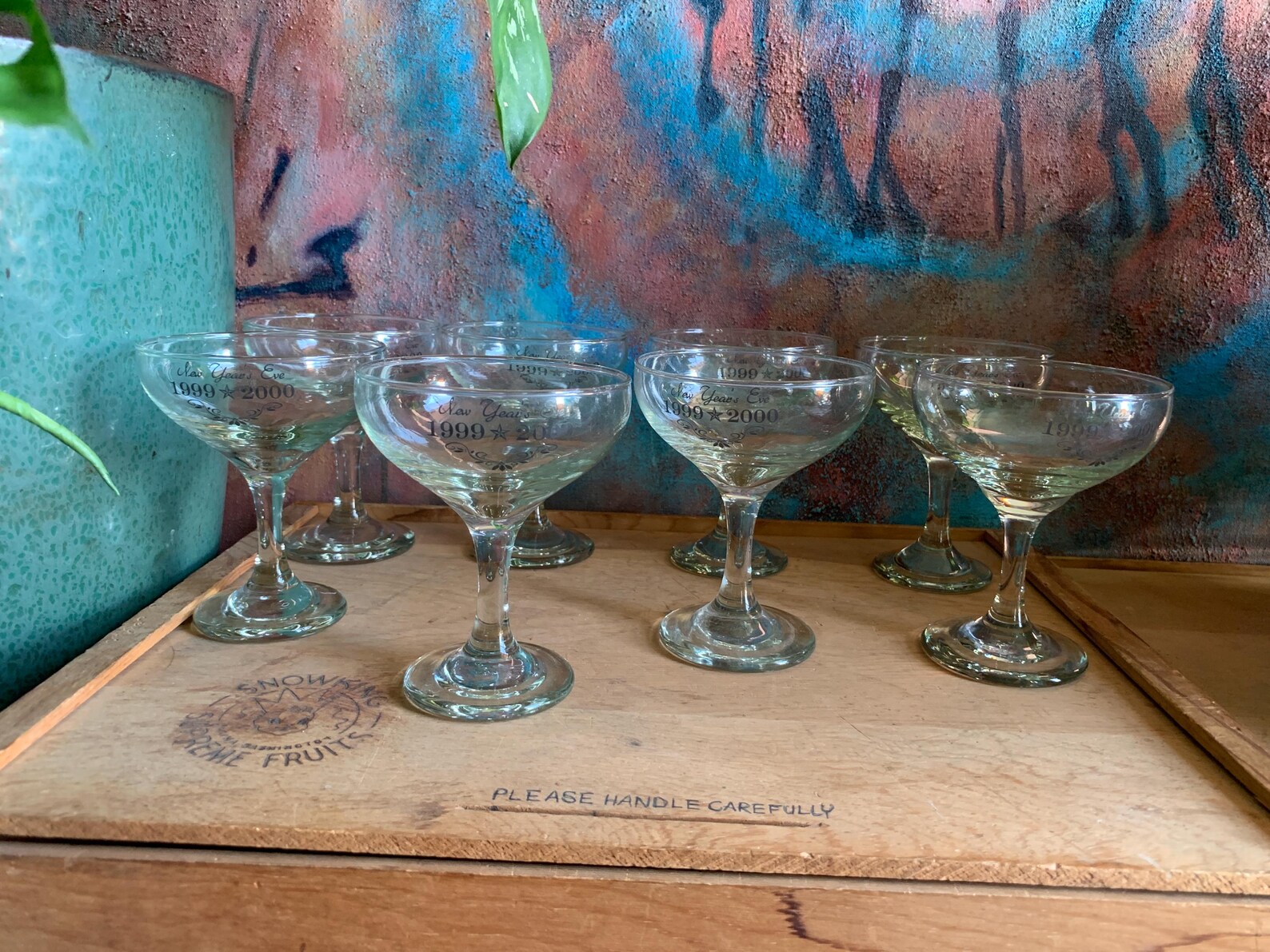 1999-2000 New Year's Eve Millennium Champagne Glasses Set of 8, New in ...