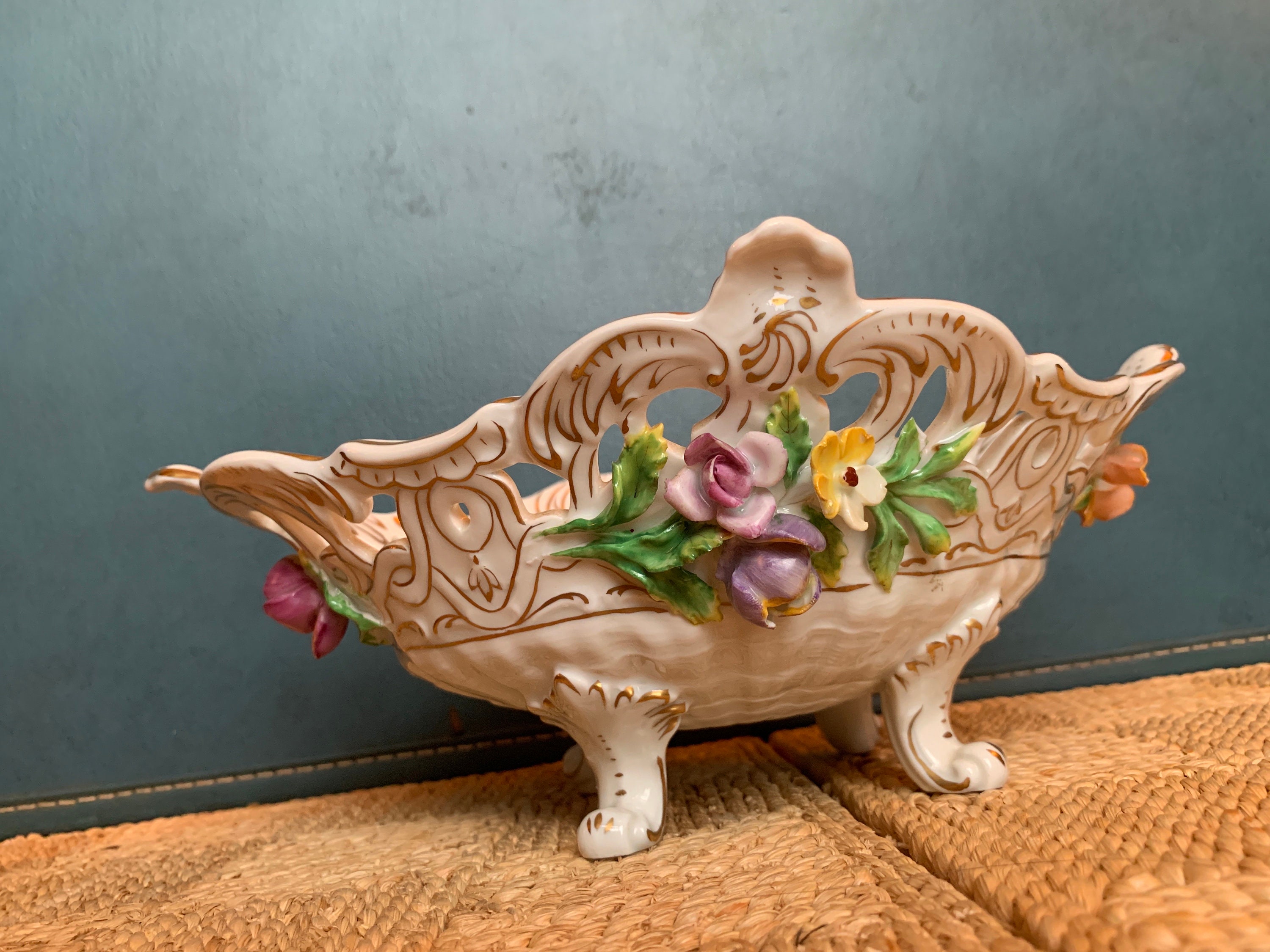 Carl Thieme Dresden Porcelain Antique Rococo Revival Centerpiece Footed ...