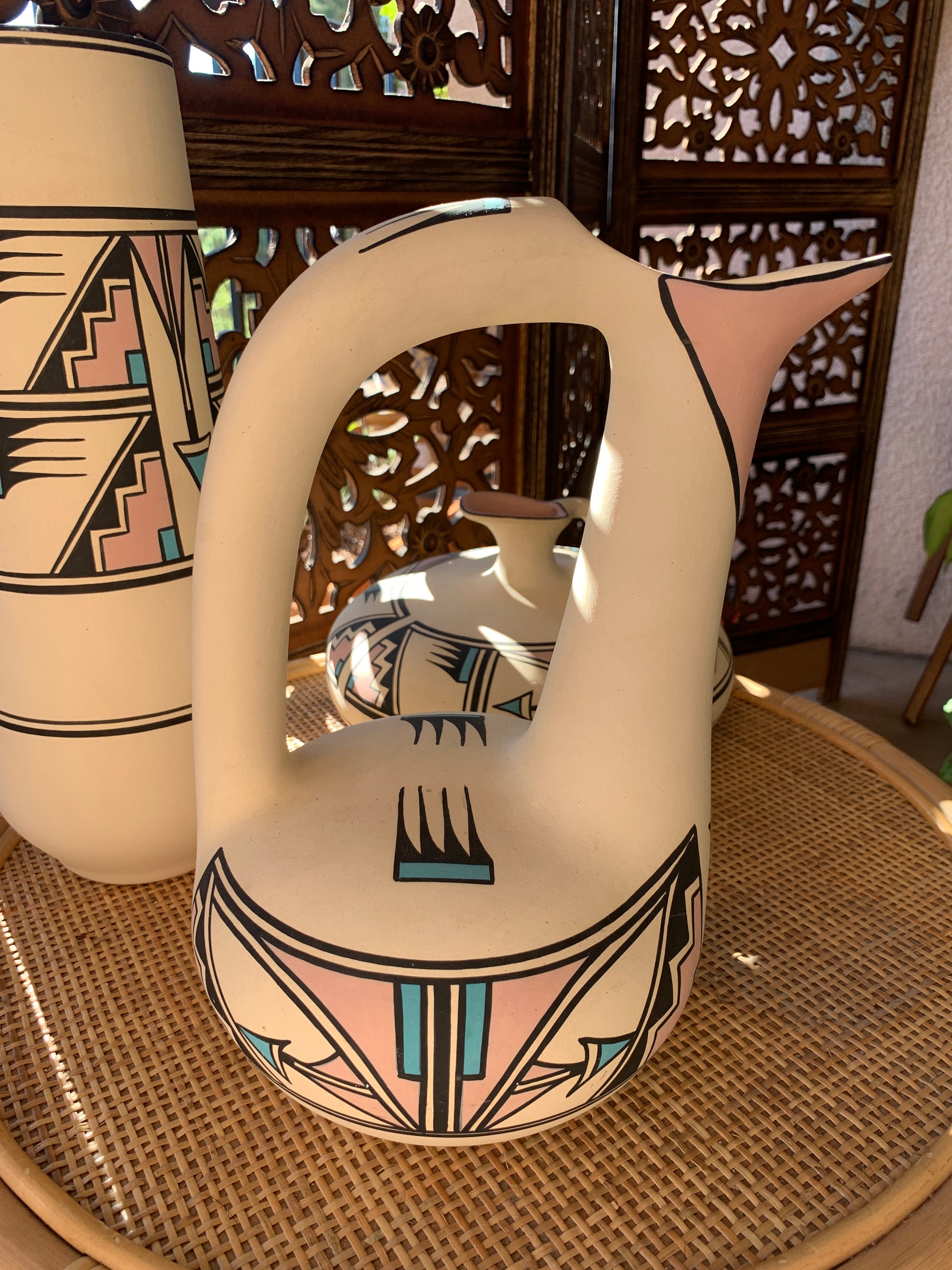 Vintage Native American Pottery Wedding Vase Set of 3 Ceramic Vessels ...