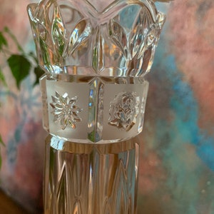 2002 Oneida Crystal Gardens 8" Footed Bud Vase, Made in Germany, Cut ...