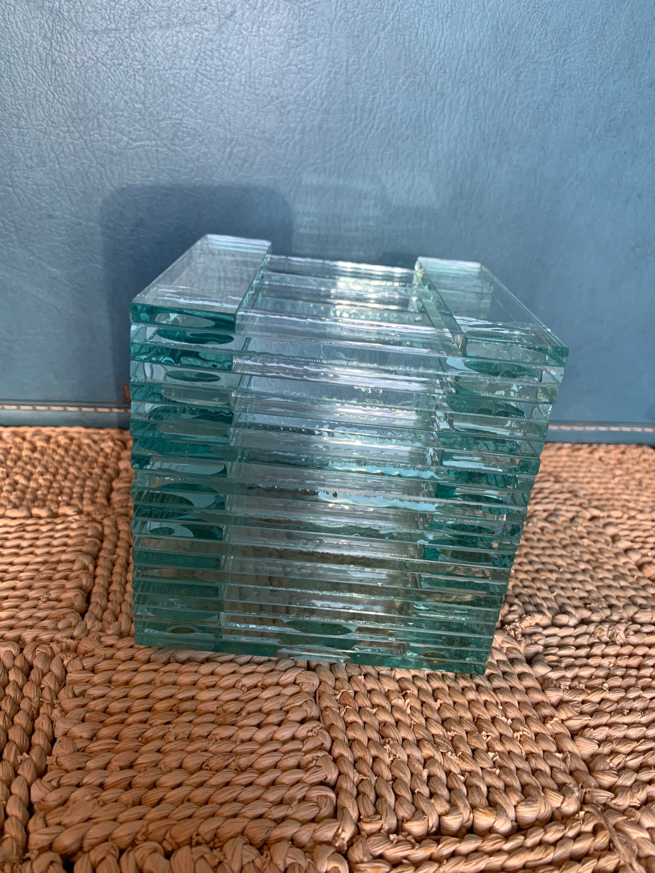 Vintage Penco Stacked Glass Candle Holder Modernist Home Decor Mint ...