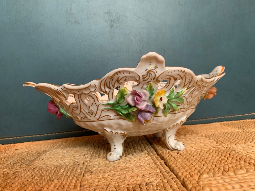 Carl Thieme Dresden Porcelain Antique Rococo Revival Centerpiece Footed ...