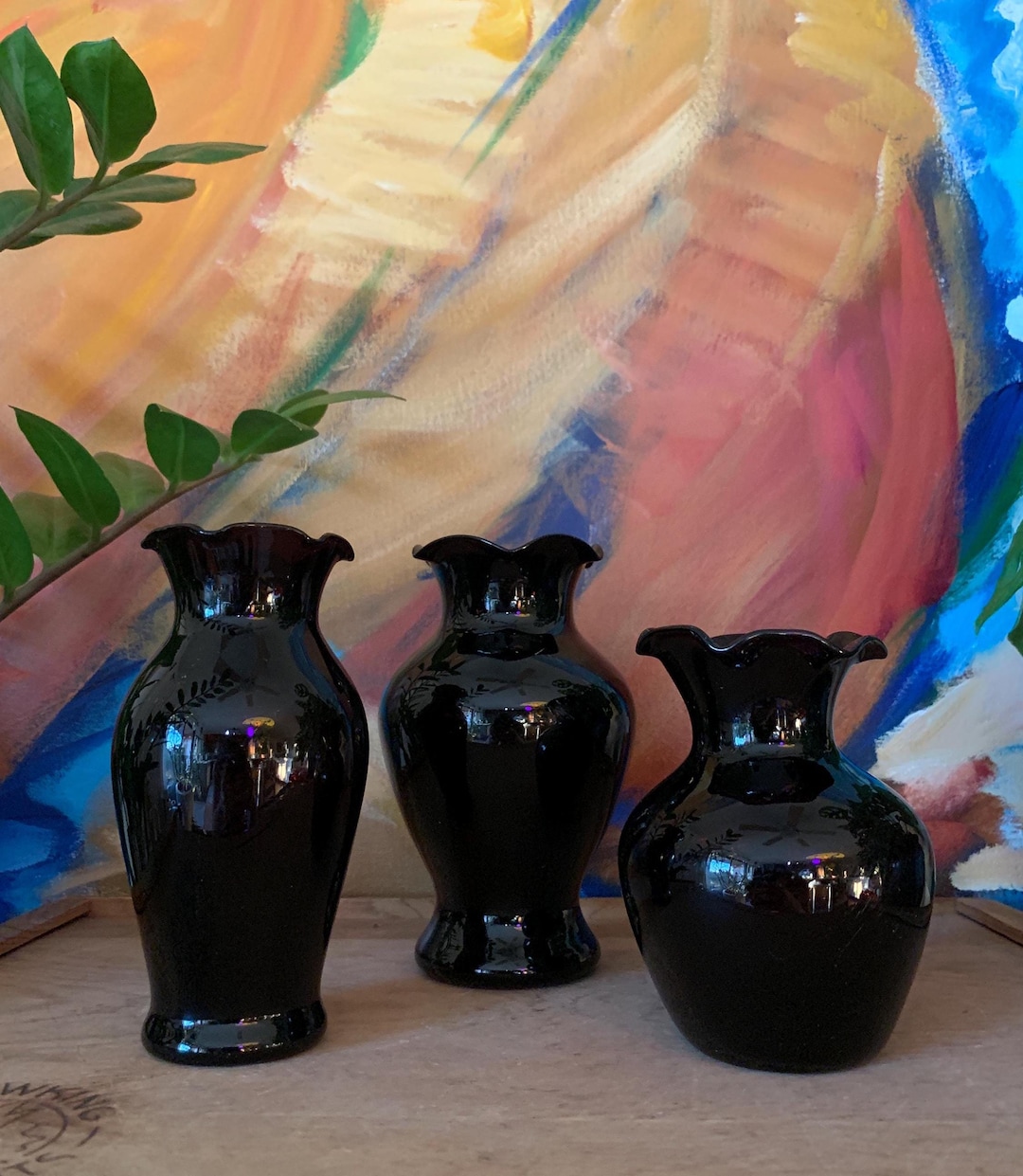Vintage Hand-blown Amethyst Bud Vases Set 3 | Dainty Art Glass Home ...