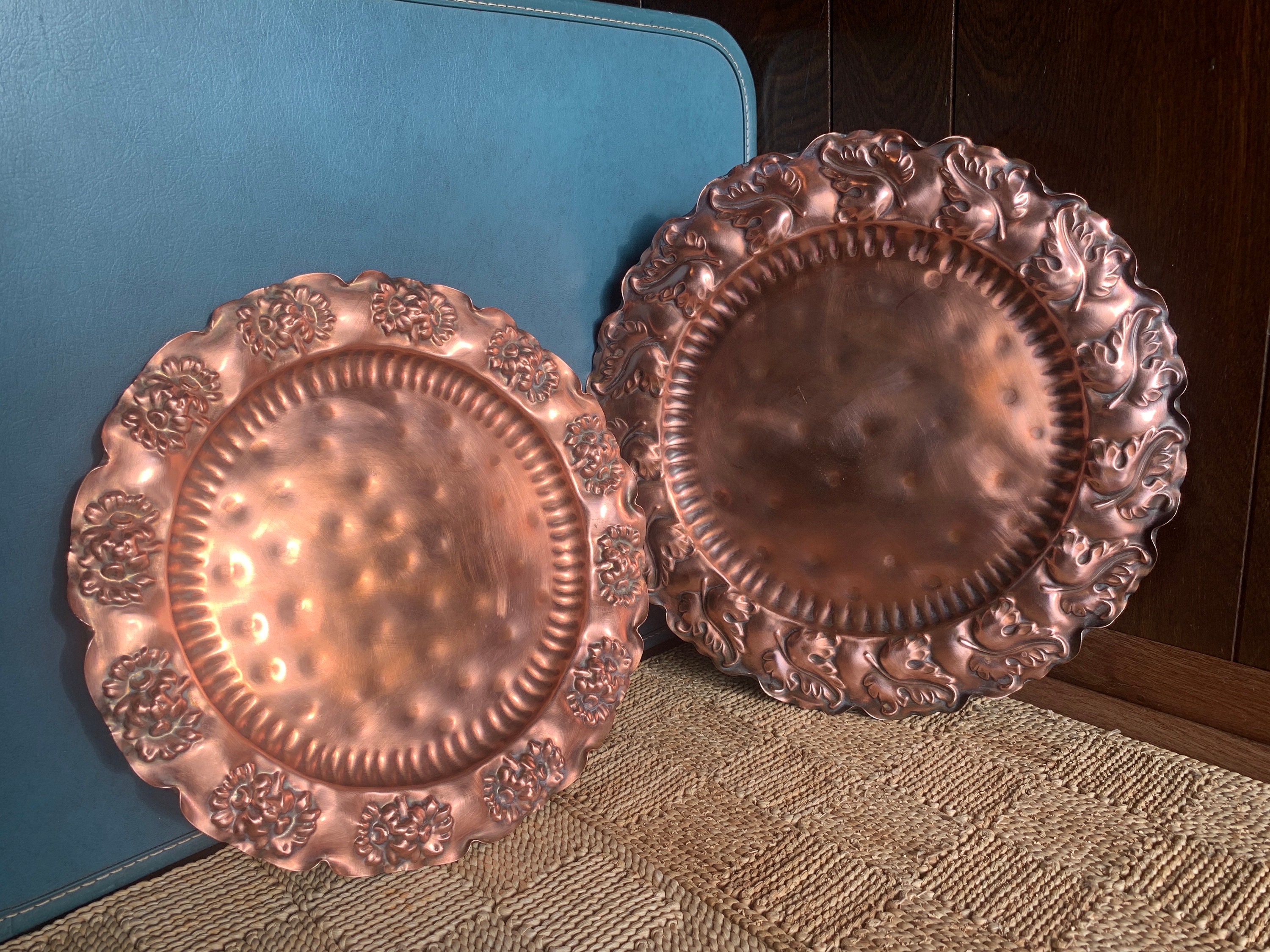 Gregorian Usa-made Solid Copper Decorative Plates Set of 2, Hand ...