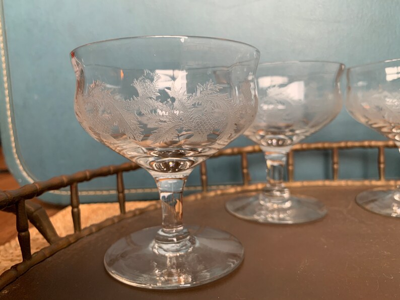 1920s Antique Central Glassworks "thistle" Pattern Stem 528 Low Sherbet ...