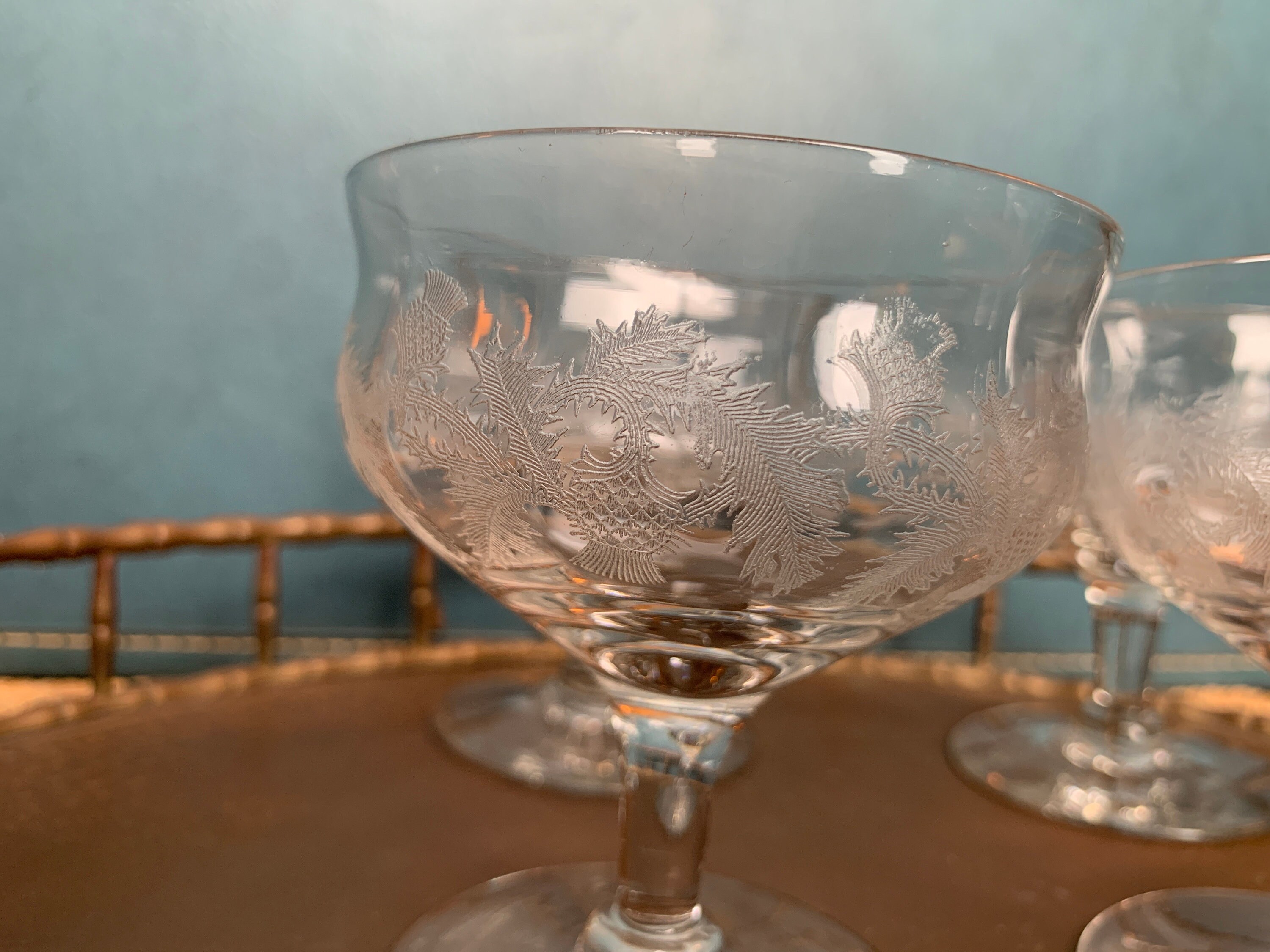 1920s Antique Central Glassworks "thistle" Pattern Stem 528 Low Sherbet ...