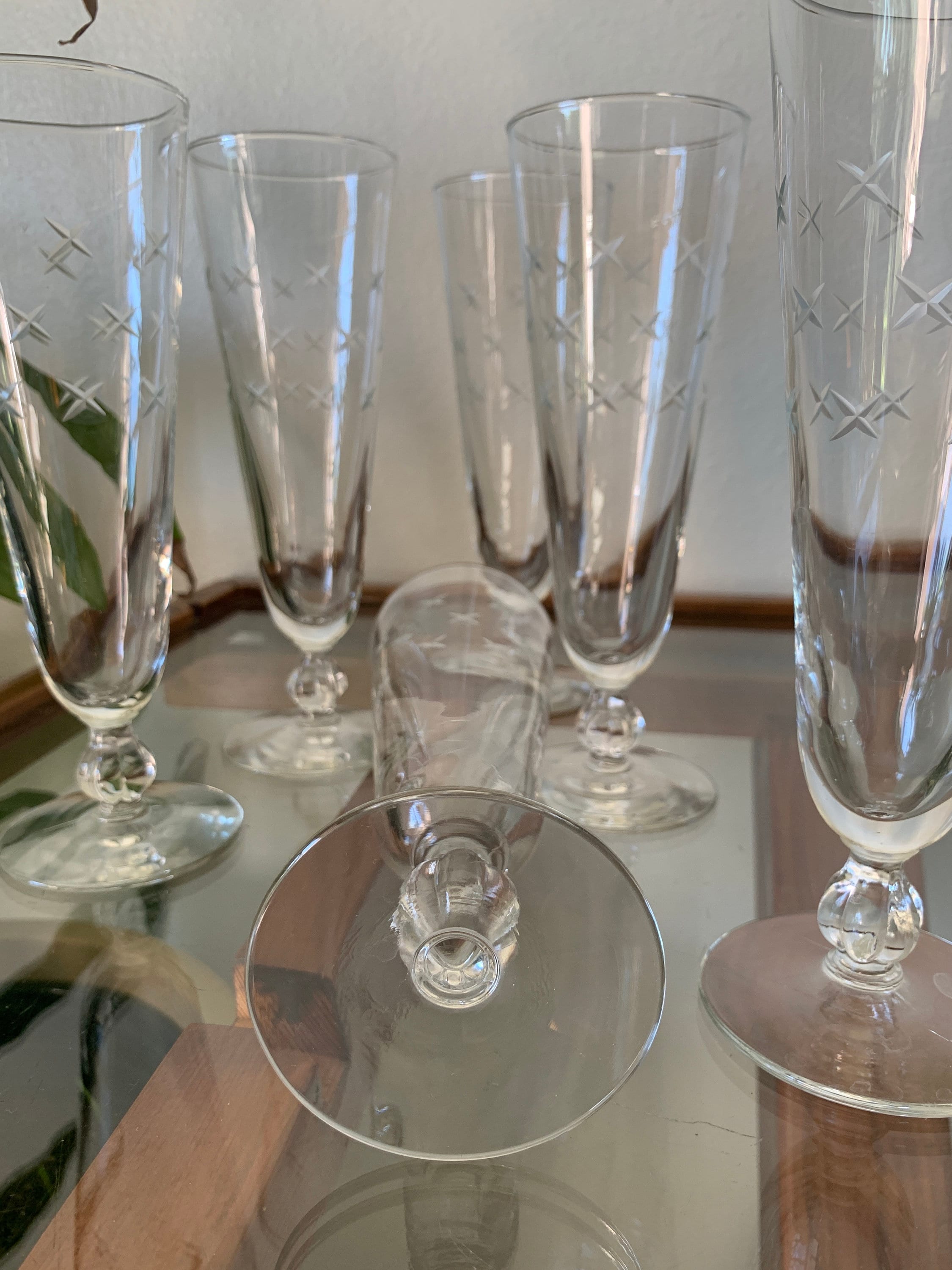 Libbey Stardust Cut Pilsner Glasses, Stemmed Beer Bar Glassware, Set of ...