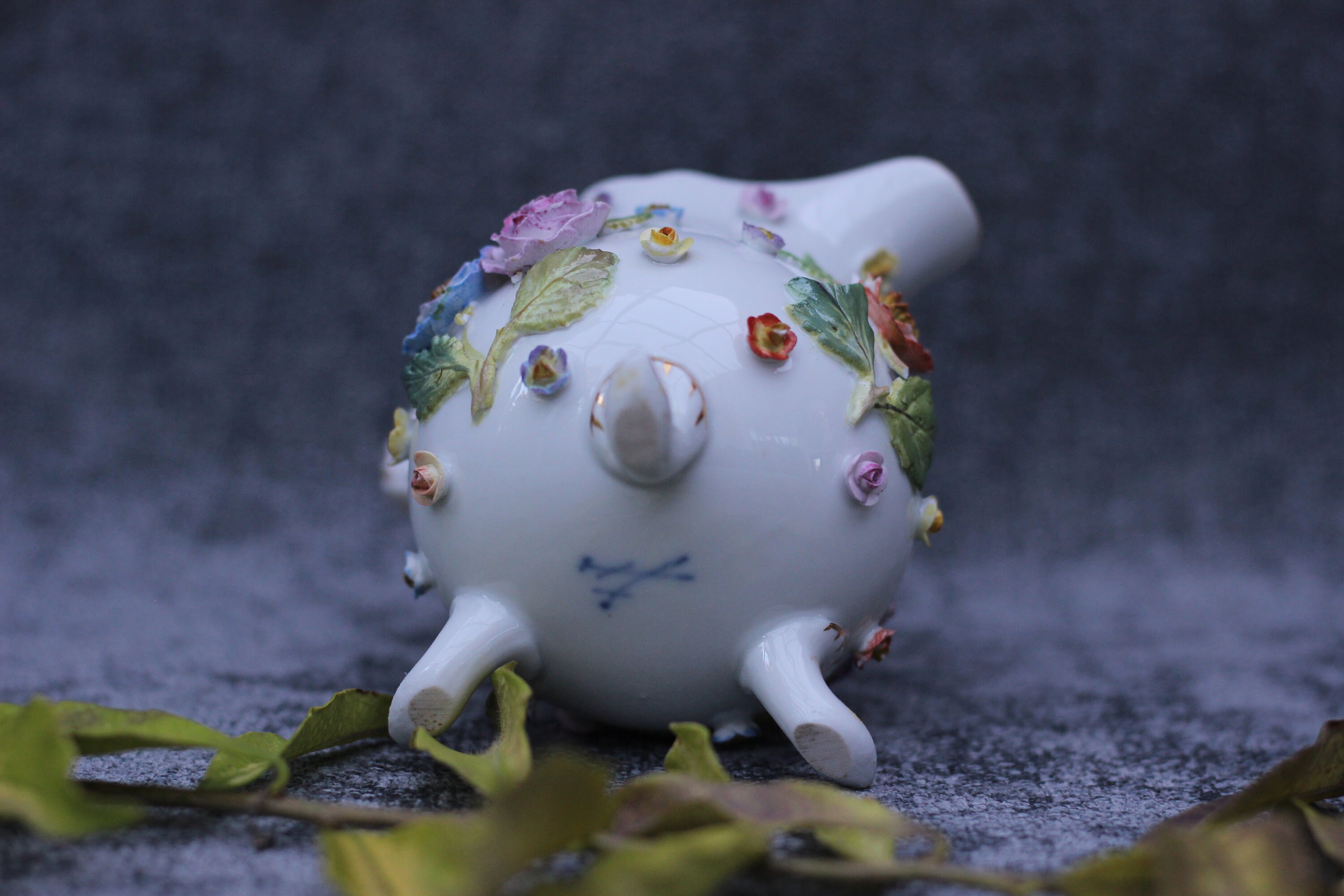 Meissen Antique Porcelain Miniature Footed Floral Creamer, Gold Gild ...