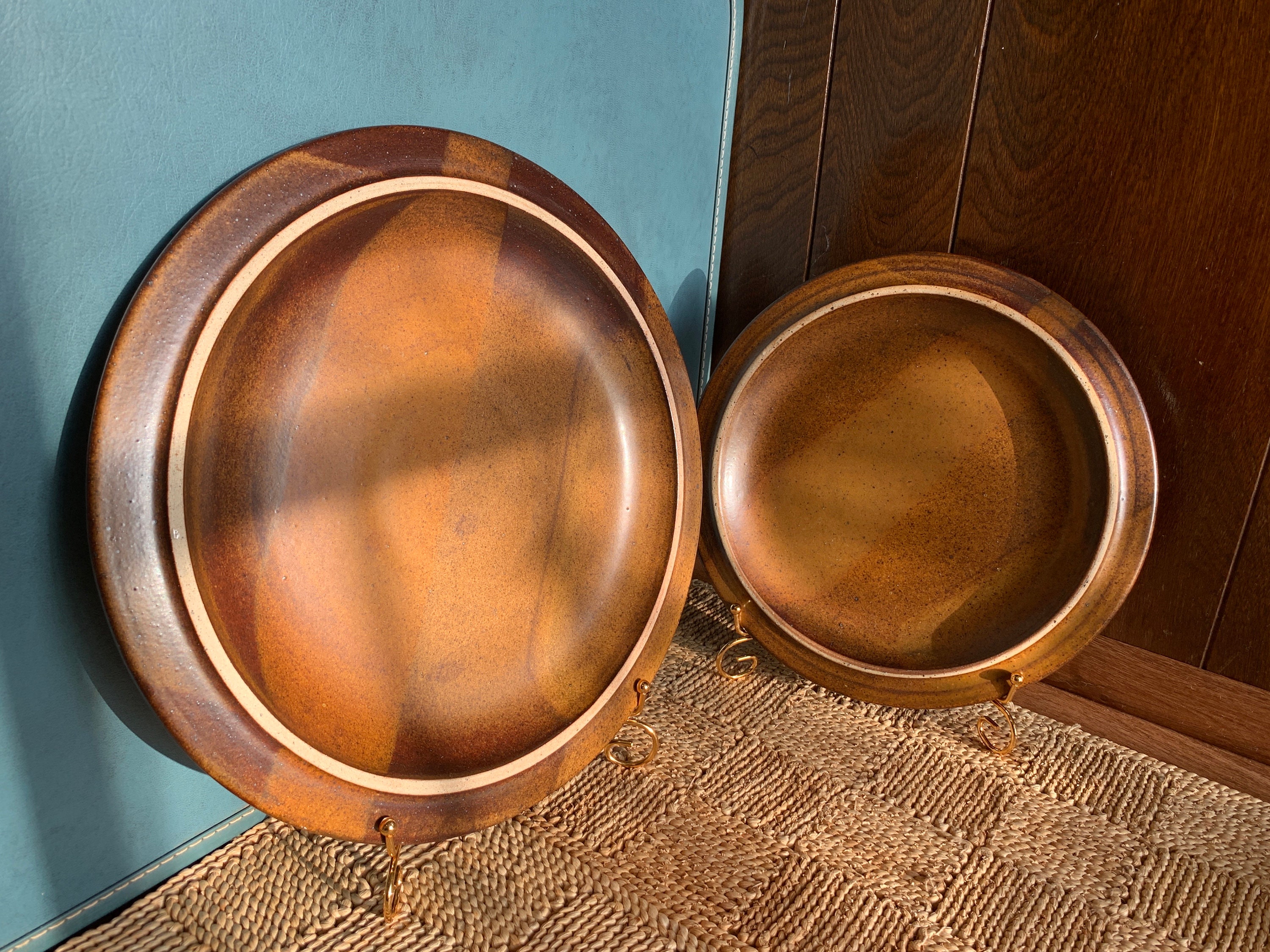 Antique Stoneware Dinnerware Set, Brown Rustic Glazed Pottery, Vintage ...