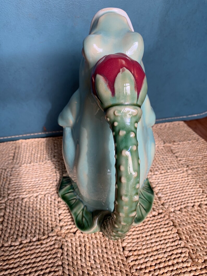 Vintage Majolica Hand-painted Frog Pitcher or Watering Can, Green ...