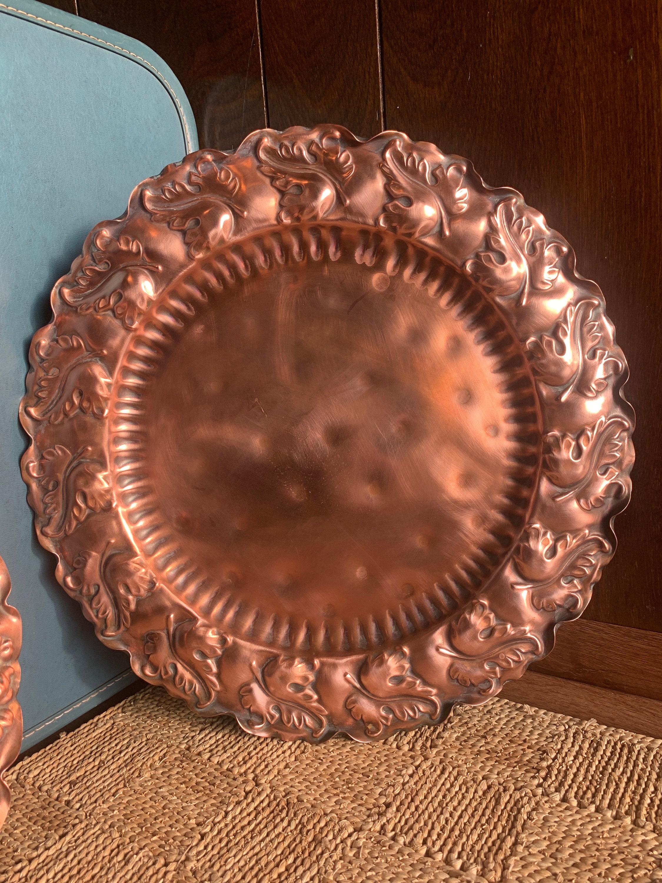 Gregorian Usa-made Solid Copper Decorative Plates Set of 2, Hand ...