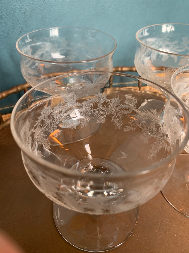 1920s Antique Central Glassworks "thistle" Pattern Stem 528 Low Sherbet ...