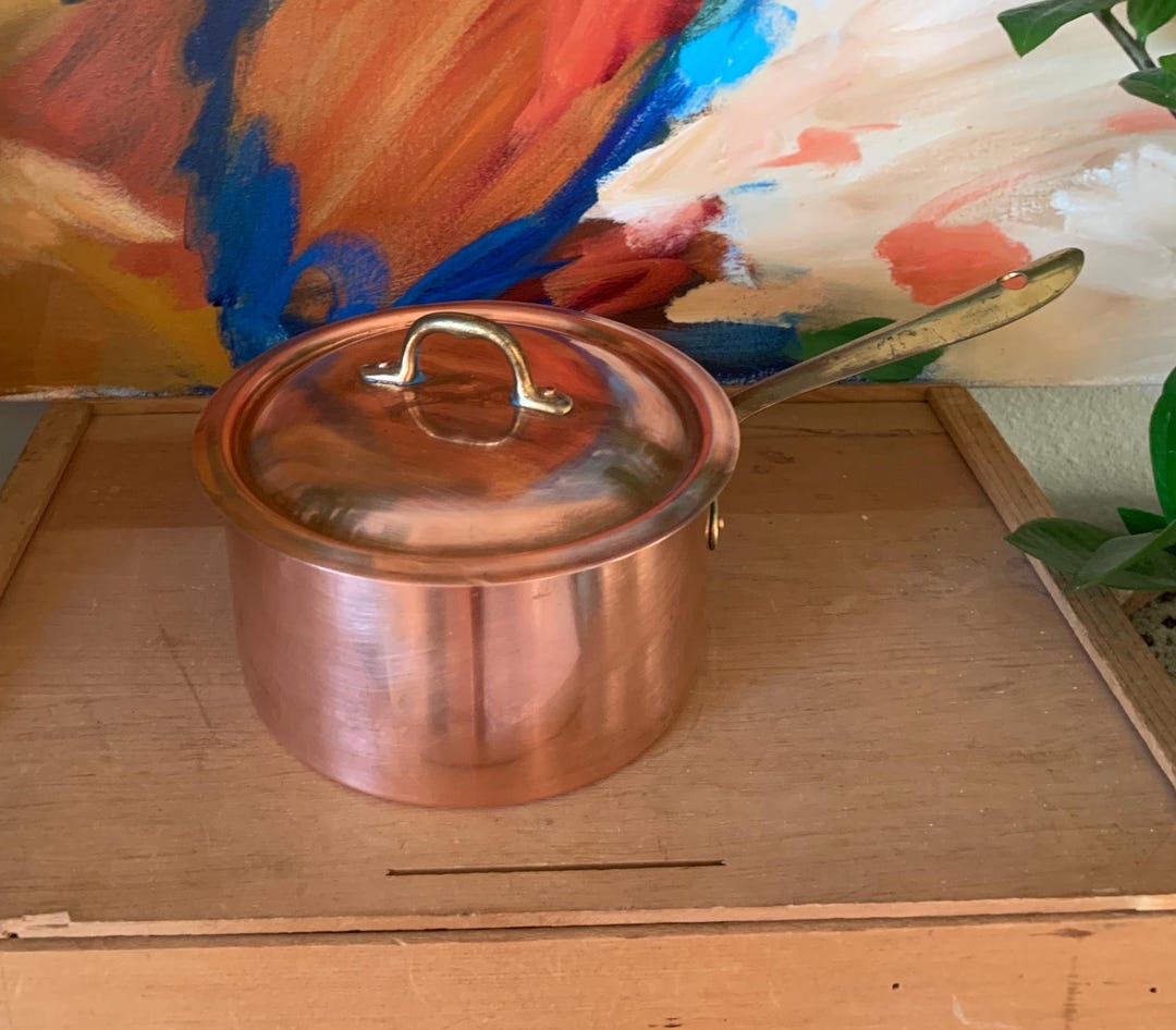 Vintage Bongusto Italian Copper & Brass Sauce Pot With Lid, Made in ...