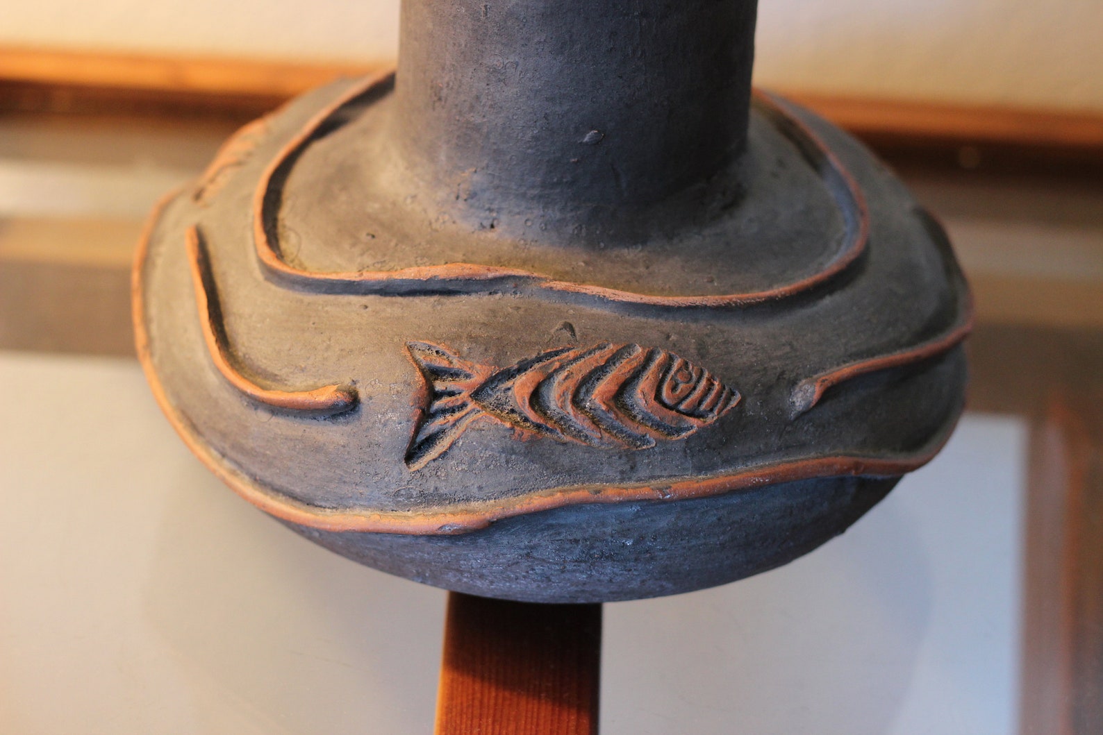Colin Thorburn British Studio Pottery Vase With Engraved Fish Design - Etsy