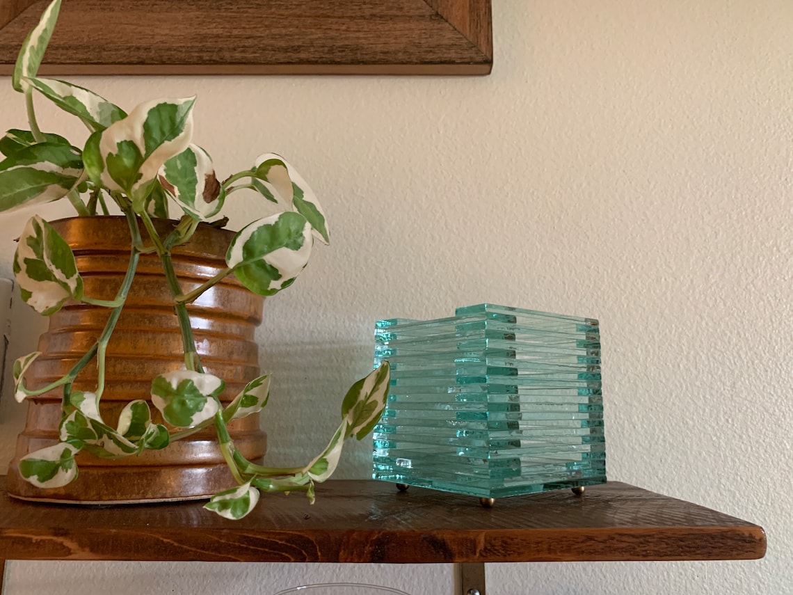 Vintage Penco Stacked Glass Candle Holder Modernist Home Decor Mint ...