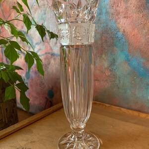 2002 Oneida Crystal Gardens 8" Footed Bud Vase, Made in Germany, Cut ...